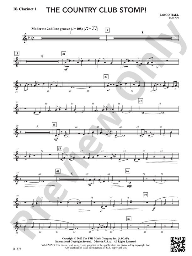 The Country Club Stomp!: B-flat Clarinet 1: B-flat Clarinet 1 Part ...