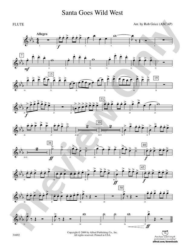 Santa Goes Wild West: Flute: Flute Part - Digital Sheet Music Download