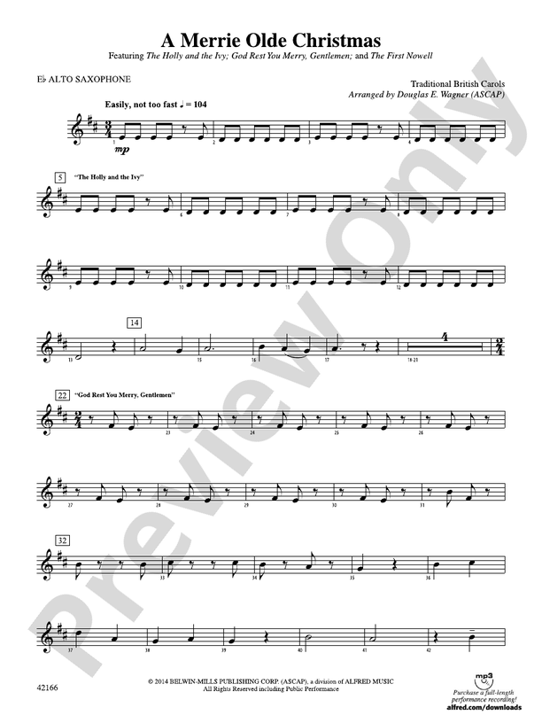 A Merrie Olde Christmas: E-flat Alto Saxophone: E-flat Alto Saxophone Part - Digital Sheet Music ...