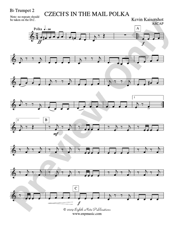 Czech's in the Mail Polka: 2nd B-flat Trumpet: 2nd B-flat Trumpet Part ...