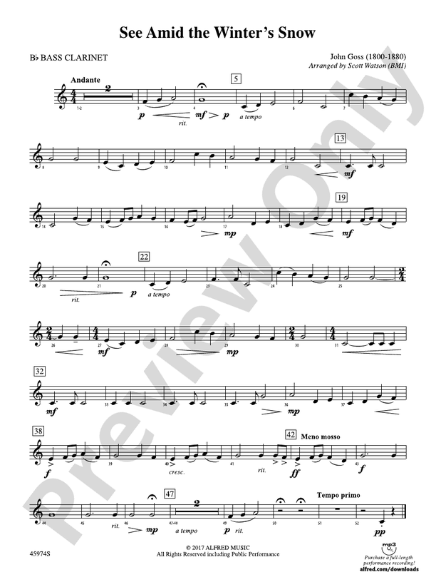 See Amid the Winter's Snow: B-flat Bass Clarinet: B-flat Bass Clarinet ...
