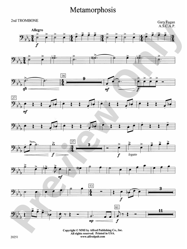 Metamorphosis: 2nd Trombone: 2nd Trombone Part - Digital Sheet Music Download