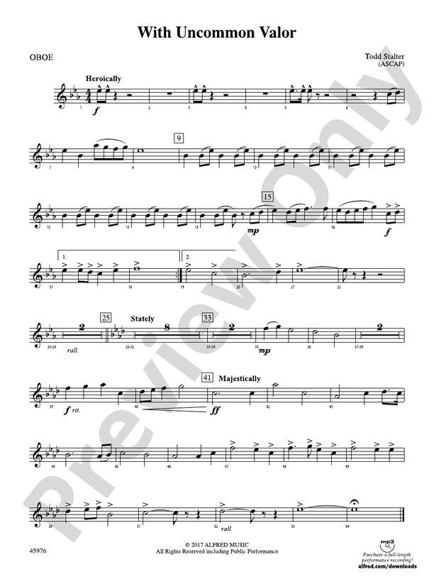 With Uncommon Valor: Oboe: Oboe Part - Digital Sheet Music Download
