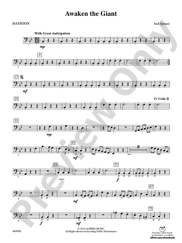 Awaken the Giant: Bassoon: Bassoon Part - Digital Sheet Music Download