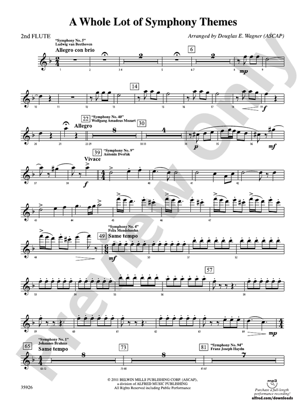 A Whole Lot of Symphony Themes: 2nd Flute: 2nd Flute Part - Digital ...