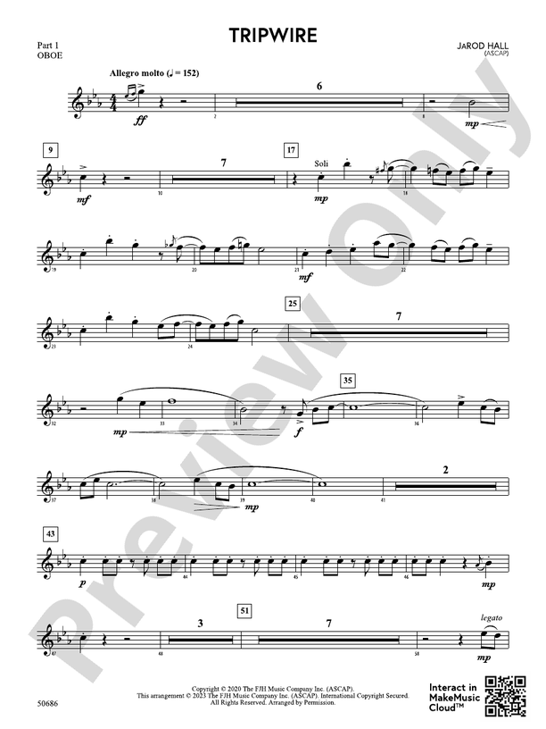 Tripwire: Part 1 - Oboe: Part 1 - Oboe Part - Digital Sheet Music Download