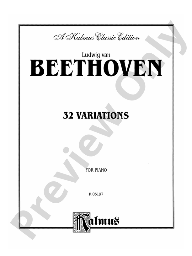 Beethoven: 32 Variations: Theme and Variations Part - Digital Sheet ...