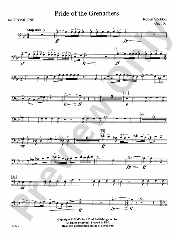 Pride of the Grenadiers: 3rd Trombone: 3rd Trombone Part - Digital Sheet Music Download