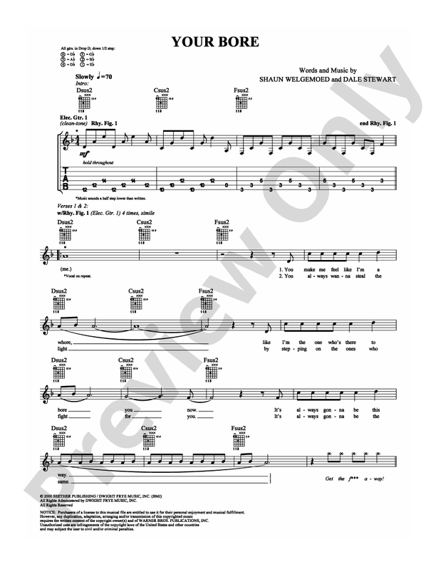 Your Bore: Guitar TAB: Seether - Digital Sheet Music Download