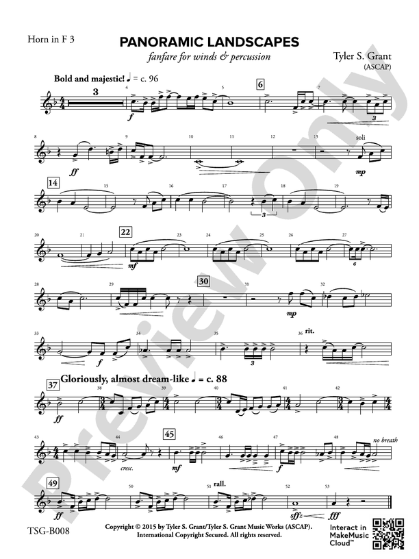 Panoramic Landscapes: 3rd F Horn: 3rd F Horn Part - Digital Sheet Music Download
