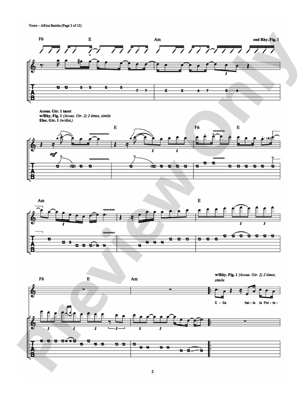 Africa Bamba: Guitar TAB: Carlos Santana - Digital Sheet Music Download