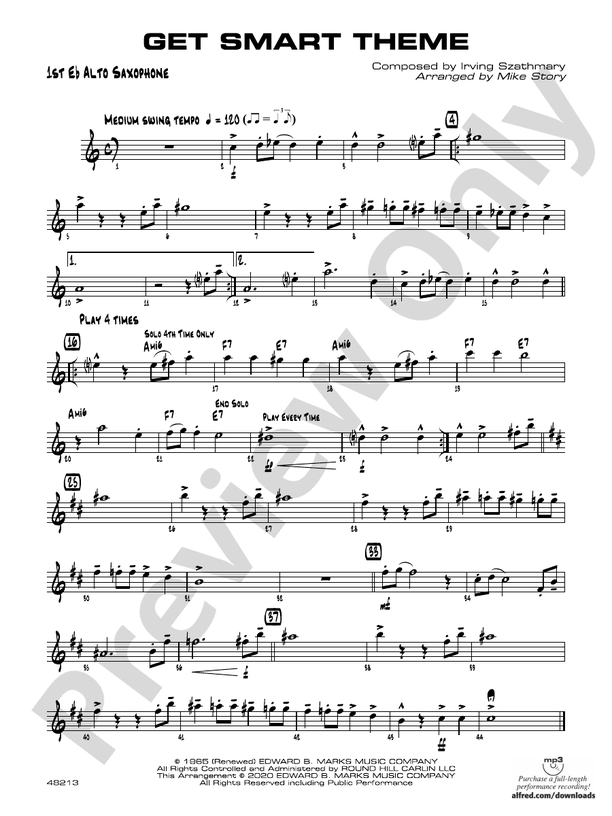 Get Smart Theme: E-flat Alto Saxophone: E-flat Alto Saxophone Part ...