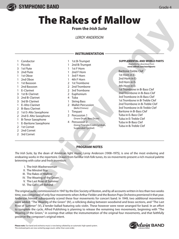 The Rakes of Mallow (from the Irish Suite): Concert Band Conductor ...