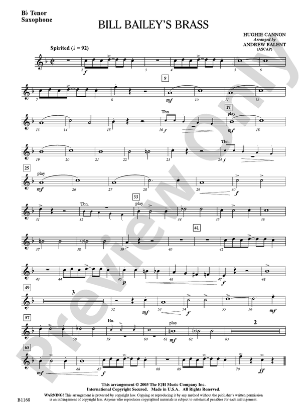 Bill Bailey's Brass: B-flat Tenor Saxophone: B-flat Tenor Saxophone ...