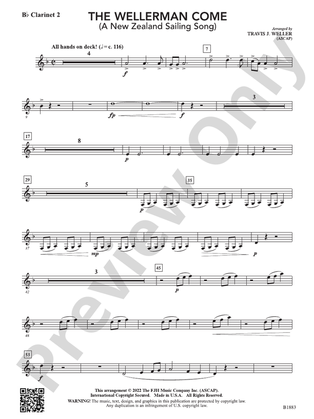 The Wellerman Come: B-flat Clarinet 2: B-flat Clarinet 2 Part: Travis J ...