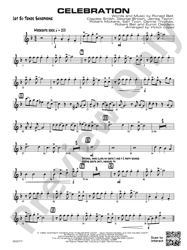 CELEBRATION/JBS: B-flat Tenor Saxophone: B-flat Tenor Saxophone Part - Digital Sheet Music Download