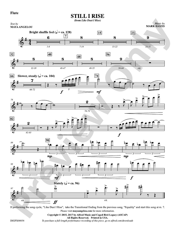 Still I Rise: Flute: Flute Part - Digital Sheet Music Download