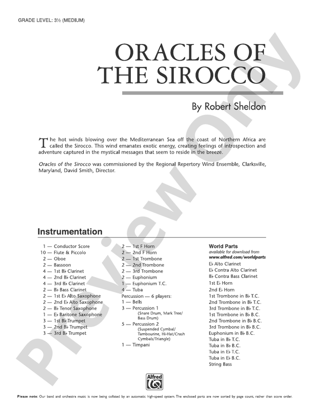 Oracles of the Sirocco: Score: Concert Band Score - Digital Sheet Music ...