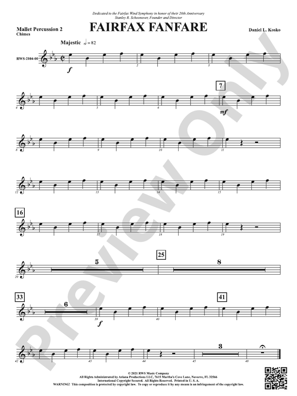 Fairfax Fanfare: 2nd Mallet Percussion: 2nd Mallet Percussion Part: Daniel Kosko - Digital Sheet ...