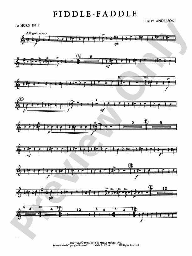 Fiddle-Faddle: 1st F Horn: 1st F Horn Part - Digital Sheet Music Download
