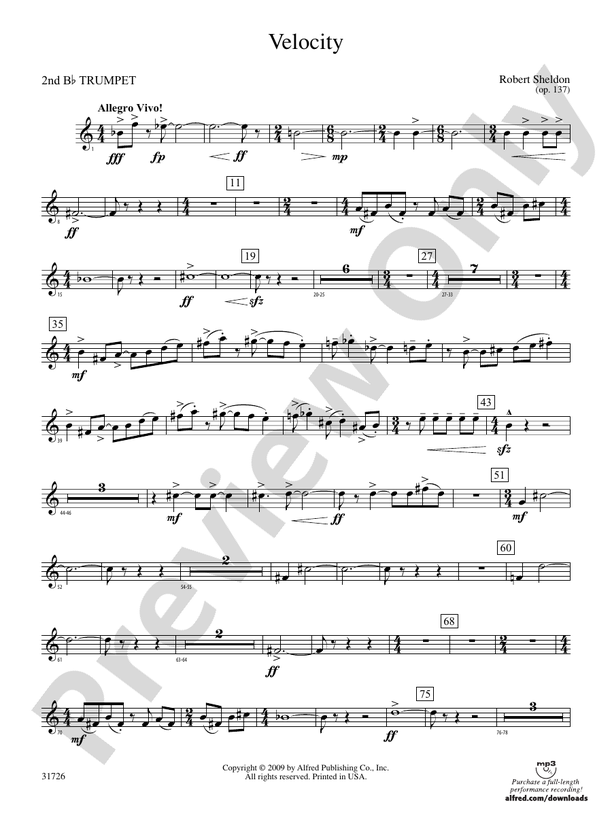 Velocity: 2nd B-flat Trumpet: 2nd B-flat Trumpet Part - Digital Sheet Music Download