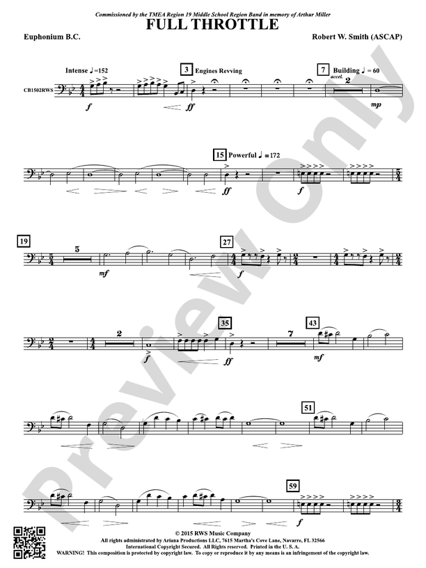 Full Throttle: Baritone B.C.: Baritone B.C. Part: Robert W. Smith - Digital Sheet Music Download