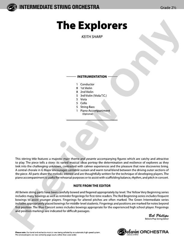 The Explorers: Score: String Orchestra Score - Digital Sheet Music Download