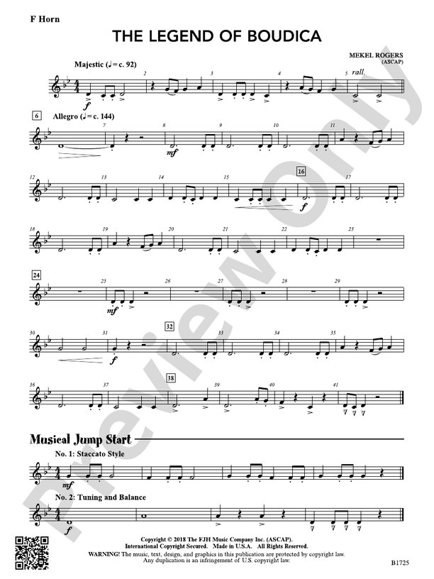 The Legend of Boudica: F Horn: F Horn Part: Mekel Rogers - Digital ...