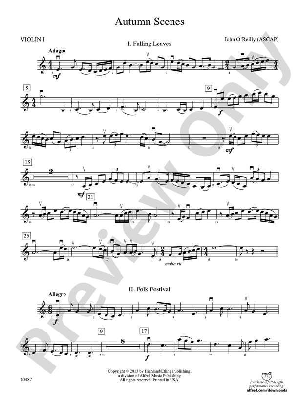 Autumn Scenes: 1st Violin: 1st Violin Part - Digital Sheet Music Download