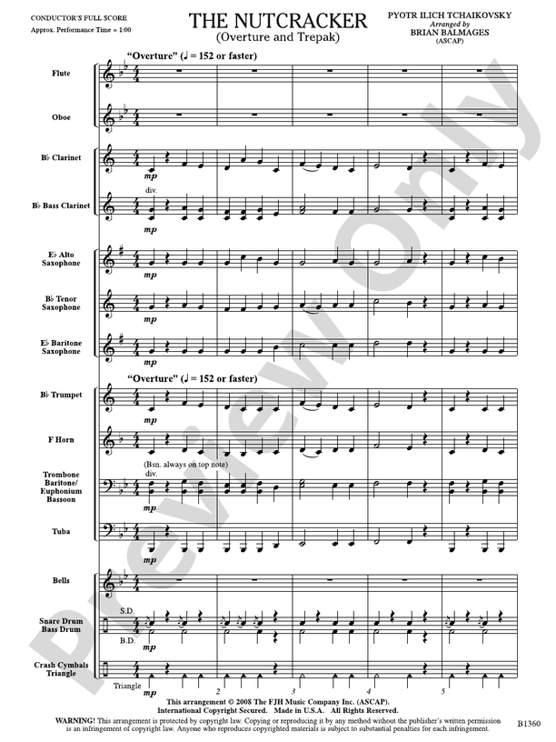 The Nutcracker (Overture and Trepak): Concert Band Conductor Score ...