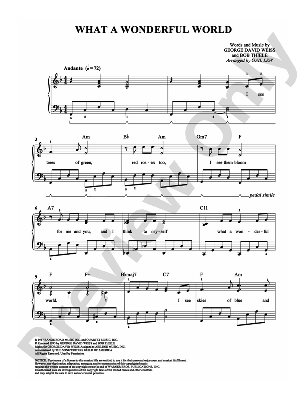 What a Wonderful World: Easy Piano: Bob Thiele - Digital Sheet Music ...