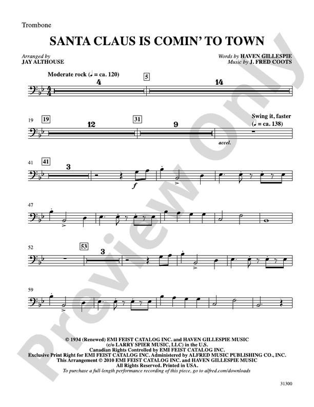 Santa Claus Is Comin' to Town: 1st Trombone: 1st Trombone Part ...