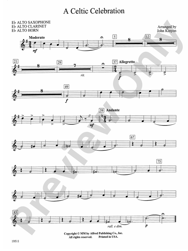A Celtic Celebration: E-flat Alto Saxophone: E-flat Alto Saxophone Part - Digital Sheet Music ...