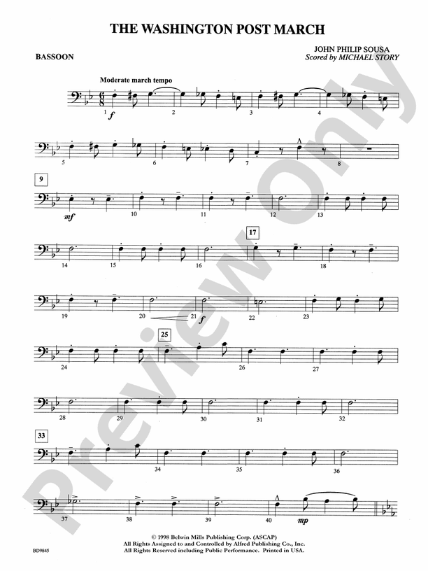 Washington Post: Bassoon: Bassoon Part - Digital Sheet Music Download