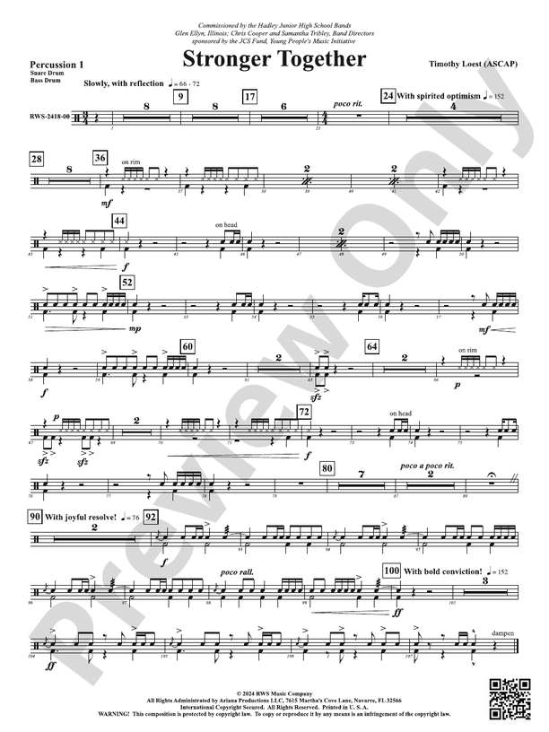 Stronger Together: 1st Percussion: 1st Percussion Part: Timothy Loest ...