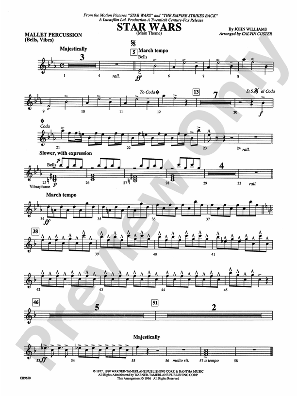 Star Wars® Main Theme: Mallets: Mallets Part - Digital Sheet Music Download