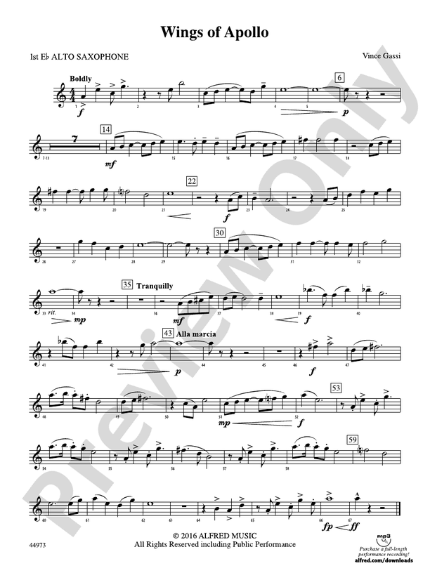 Wings of Apollo: E-flat Alto Saxophone: E-flat Alto Saxophone Part ...