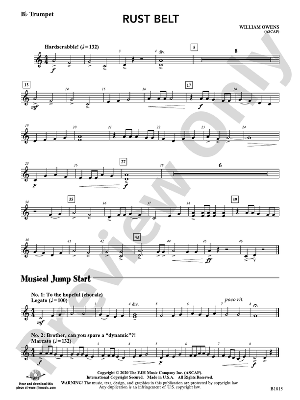 Rust Belt: B-flat Trumpet: B-flat Trumpet Part - Digital Sheet Music Download
