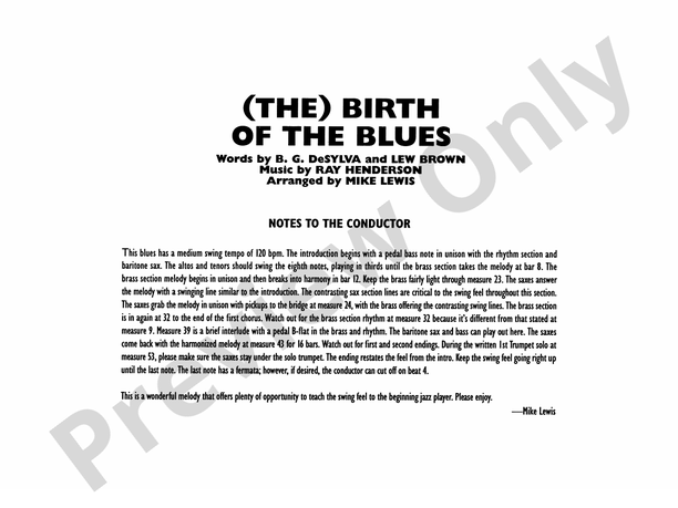 (The) Birth of the Blues: Score: Jazz Ensemble Score - Digital Sheet ...