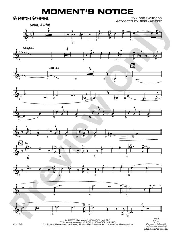 Moment's Notice: E-flat Baritone Saxophone: E-flat Baritone Saxophone Part - Digital Sheet Music ...
