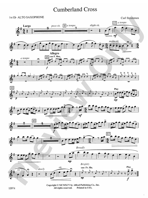 Cumberland Cross: E-flat Alto Saxophone: E-flat Alto Saxophone Part ...