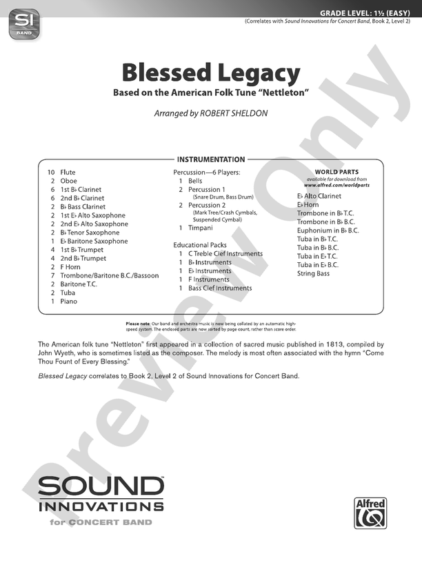 Blessed Legacy: Score: Concert Band Score - Digital Sheet Music Download