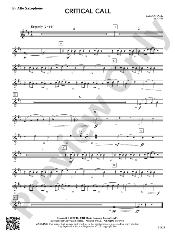 Critical Call: E-flat Alto Saxophone: E-flat Alto Saxophone Part: JaRod ...