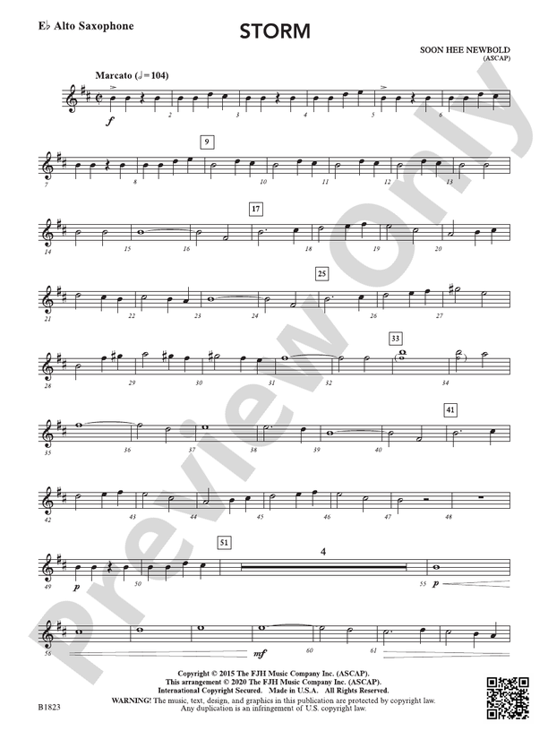 Storm: E-flat Alto Saxophone: E-flat Alto Saxophone Part: Soon Hee ...