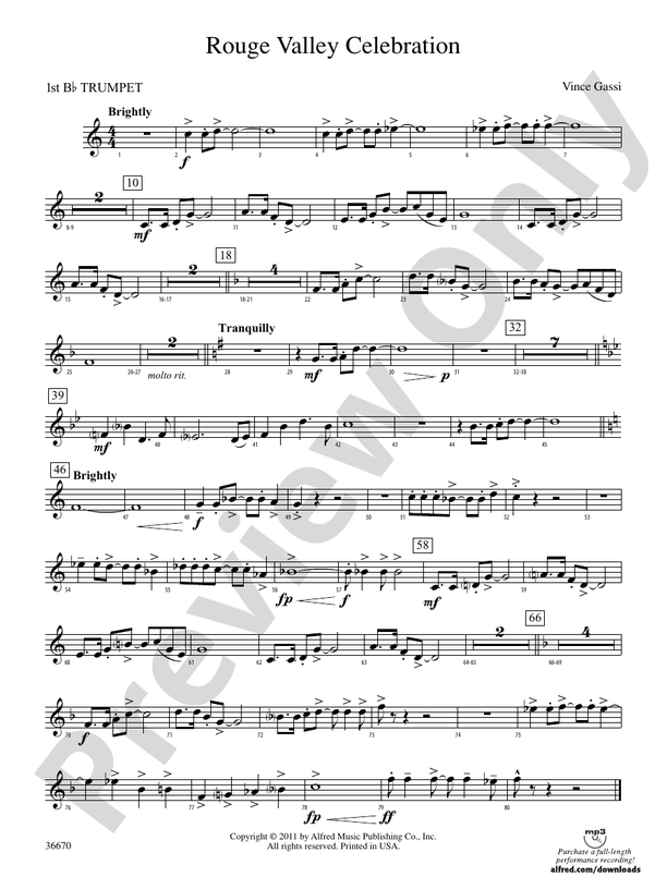 Rouge Valley Celebration: 1st B-flat Trumpet: 1st B-flat Trumpet Part ...