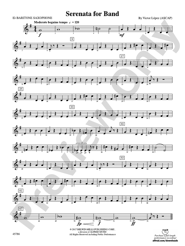 Serenata For Band E Flat Baritone Saxophone E Flat Baritone Saxophone