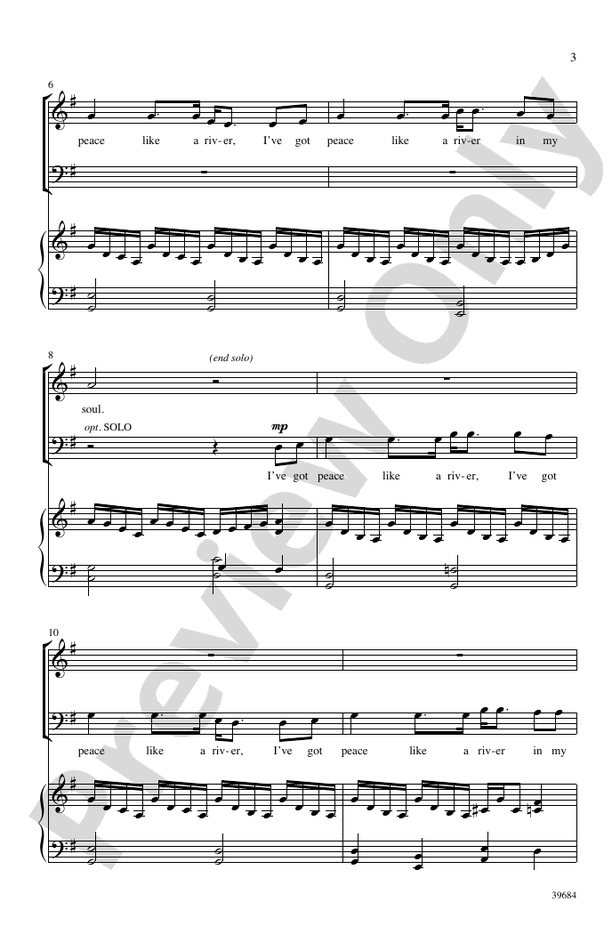 Peace Like a River: SAB Choral Octavo - Digital Sheet Music Download