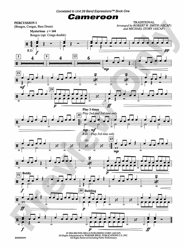 Cameroon: 1st Percussion: 1st Percussion Part - Digital Sheet Music ...