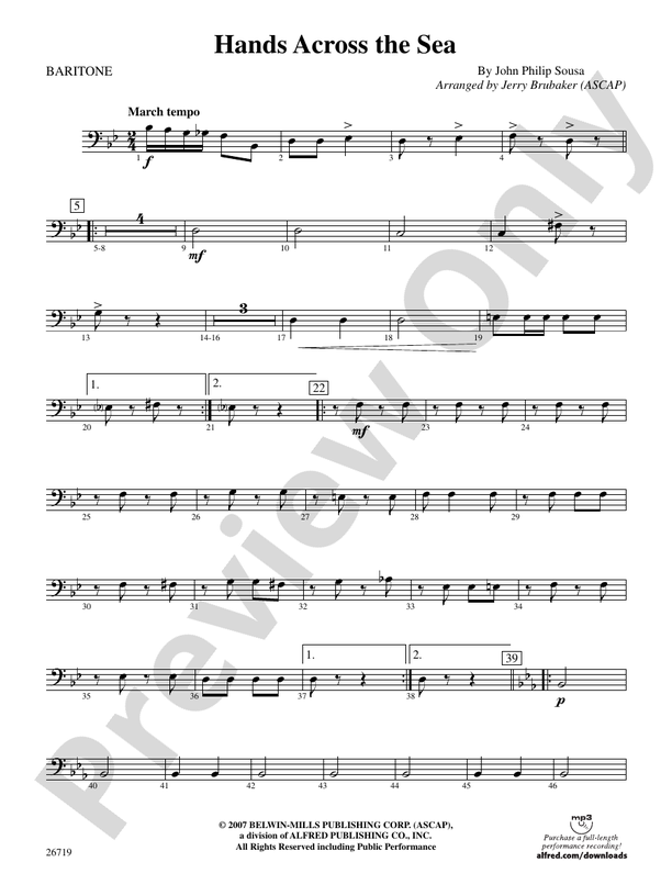 Hands Across the Sea: Baritone B.C.: Baritone B.C. Part - Digital Sheet Music Download