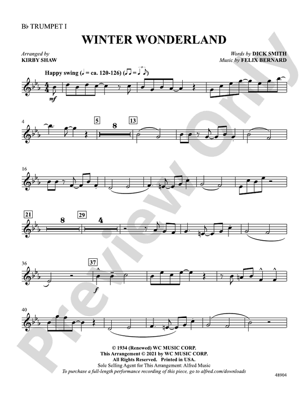 Winter Wonderland: 1st B-flat Trumpet: 1st B-flat Trumpet Part ...